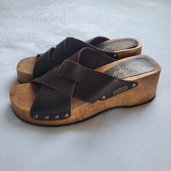 Candie's | Shoes | Vintage Candies Studded Wooden Platform Sandals ...